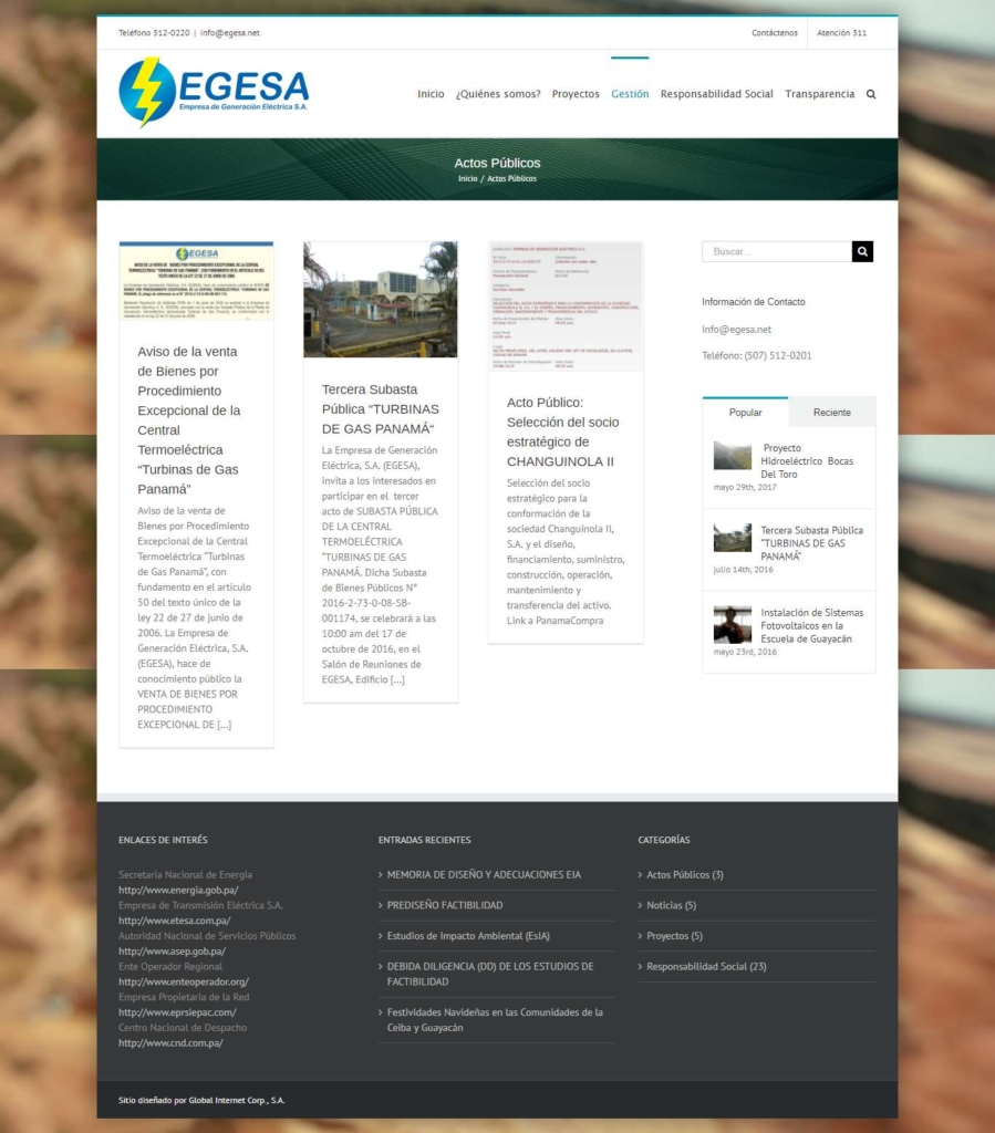 Empresa de Generación Eléctrica, S.A. (egesa.net) – Negocios Virtuales